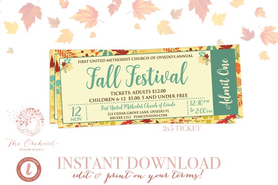 Fall Festival Event Ticket Harvest Thanksgiving Invitation Poster ...