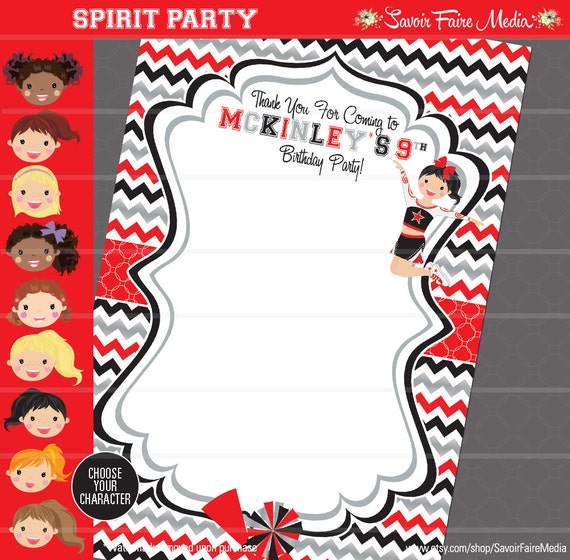 Cheerleading Thank You Card - Cheerleader Invitation - Cheerleading ...