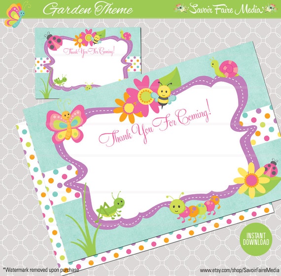 Bug Insect Themed Birthday Party Thank You - Girls Butterfly Flower ...