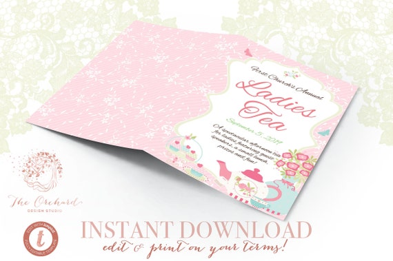 Tea Party Social Event Ticket Template Church School Community ...
