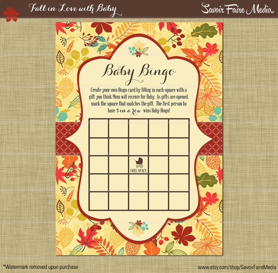 Instant Download! Fall Baby Shower Bingo Game Printable Bundle ...