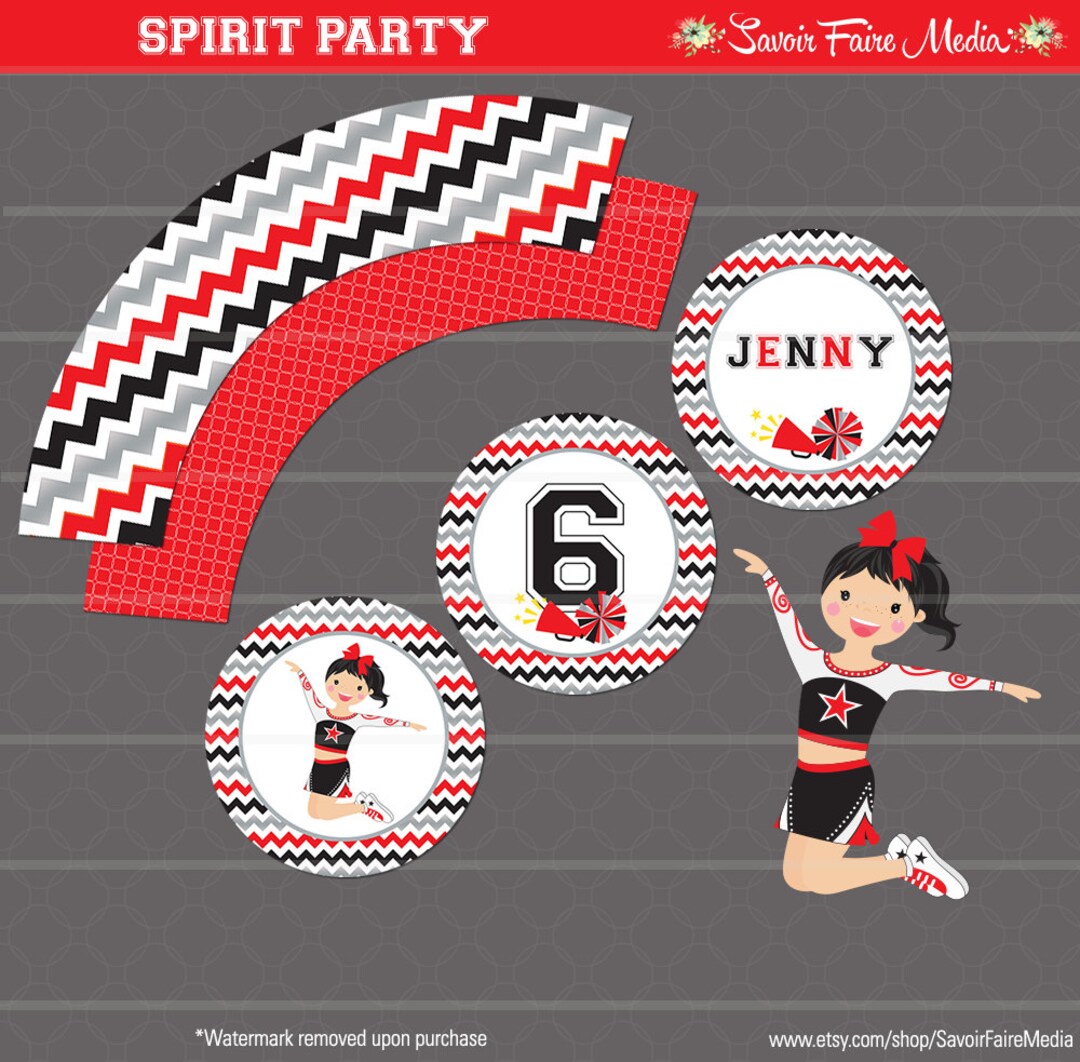Cheerleading Cupcake Circle Design Cheerleader Cheer Invite - Etsy