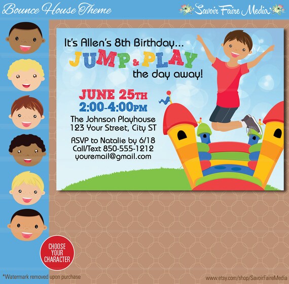 Bounce House Party Invitation - Inflatable Birthday Invitation ...