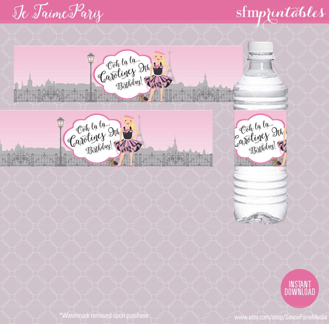 Paris Party Water Bottle Wrappers Drink Labels Birthday - Etsy