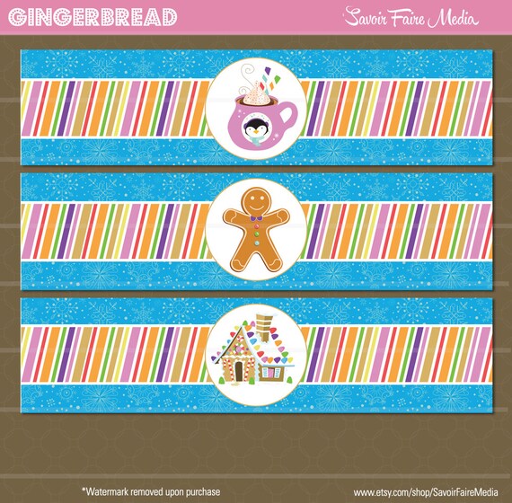 Instant Download! Gingerbread Party Water Bottle Labels - Happy ...