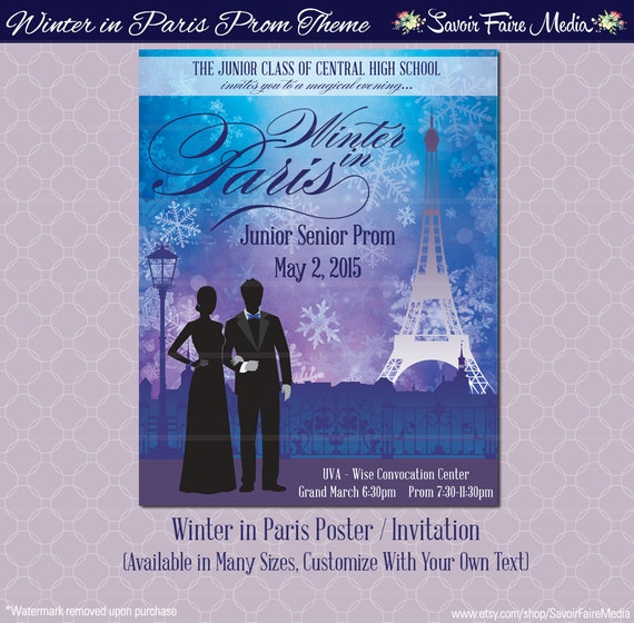 Paris Themed Poster / Customizable Prom Dance Homecoming School ...