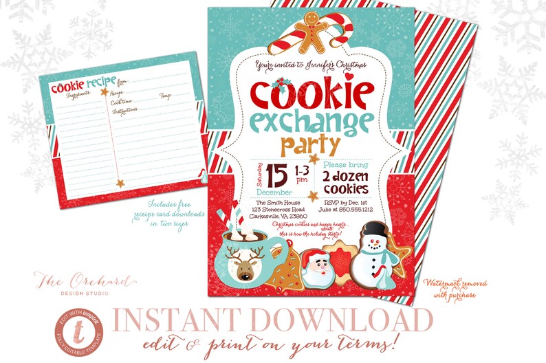 Christmas Cookie Exchange Party Invitation // EDITABLE - Etsy