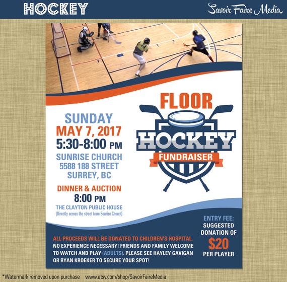 Hockey Floor Flyer Invitation Postcard Poster Template Church School ...