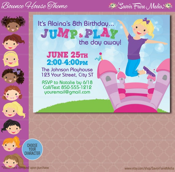 Bounce House Party Invitation - Inflatable Birthday Invitation ...