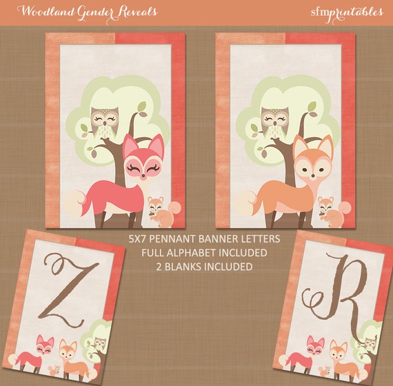 Woodlands Fall Baby Shower Pennant Banner Alphabet Letters Neutral ...