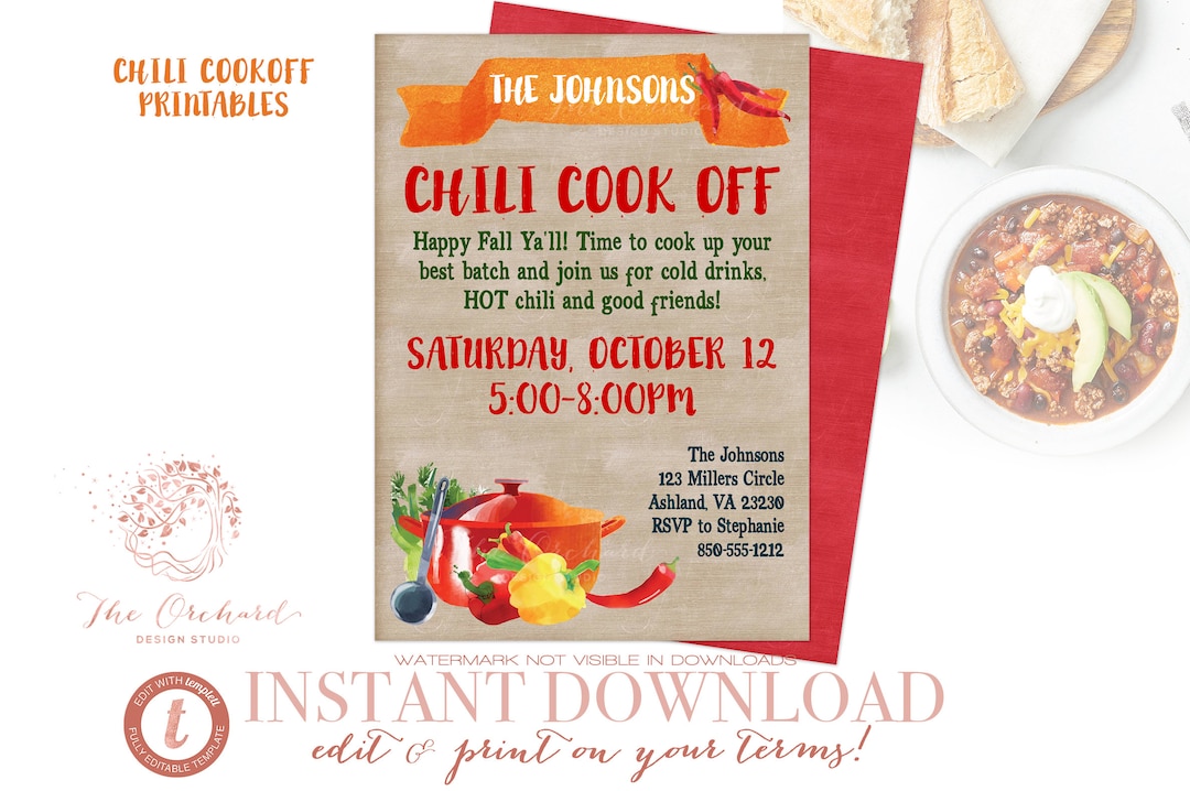 Chili Cook-off Invitation and Flyer / INSTANT EDITABLE - Etsy