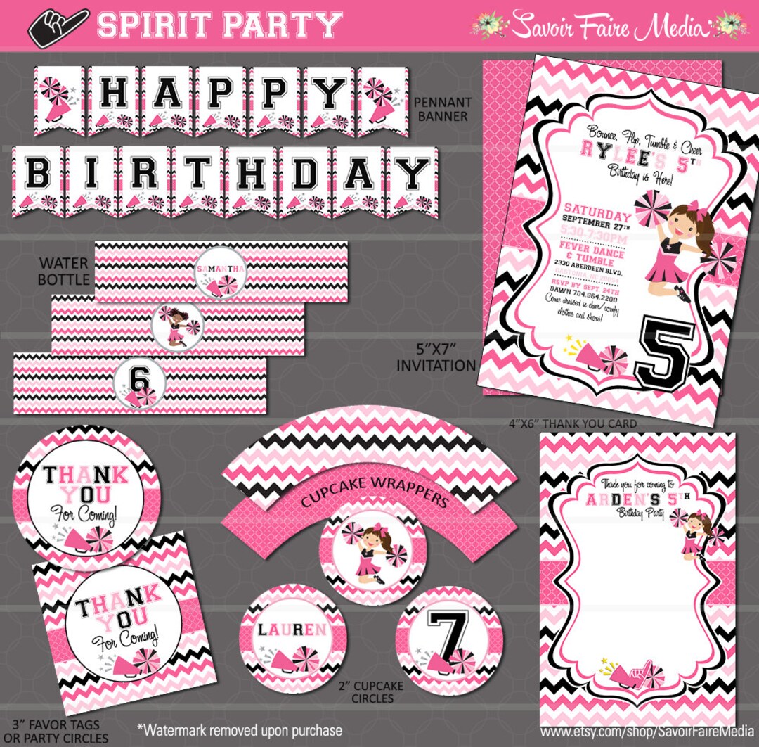 Cheerleading Party Invitation Bundle Cheerleader Cheer Team - Etsy
