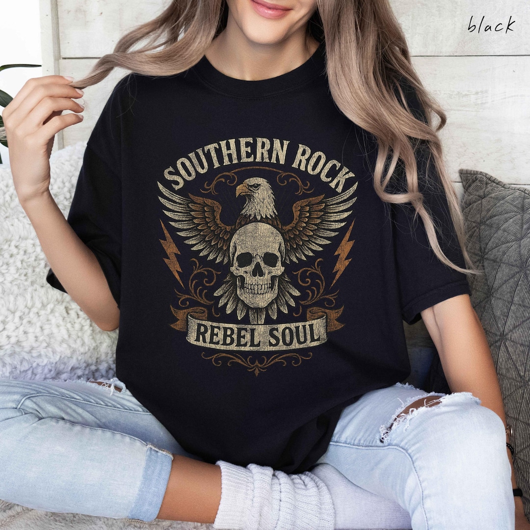 Southern Rock Rebel Soul Shirt • Comfort Colors® Vintage Eagle Skull ...