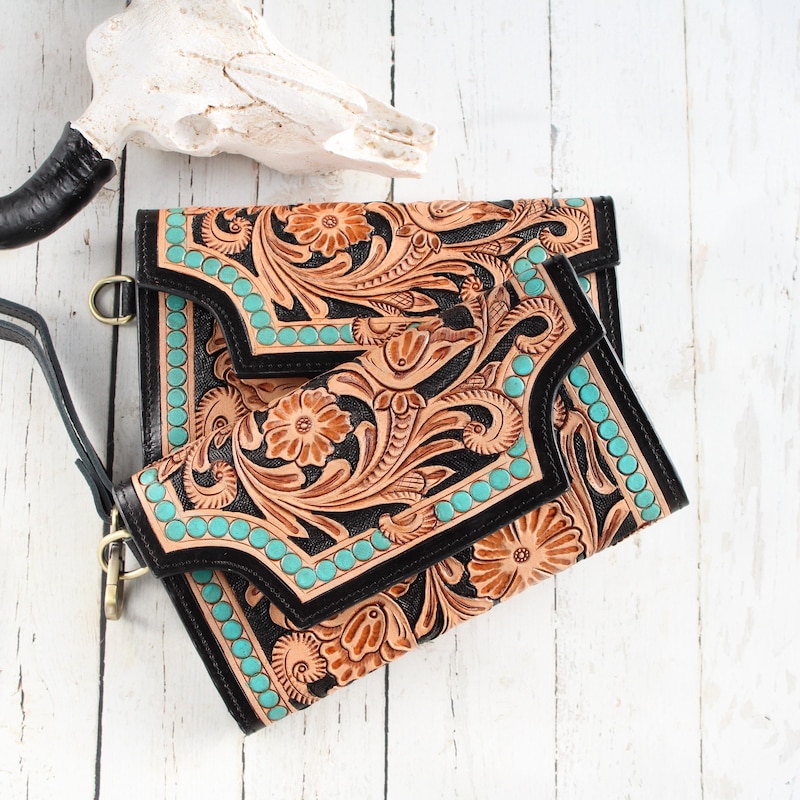 Tooled Western Wallet - Etsy