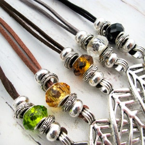 Bohemian Style Long Necklace-silver Nature Pendant-fall Necklace-nature ...