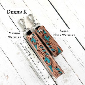 Tooled Leather Keychain Wristlet: Western Key Fob| Wrist Lanyard ...