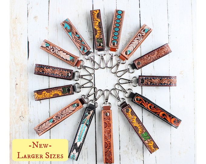Hand Painted Western Keychains, Hand Tooled Leather, One of a Kind ...