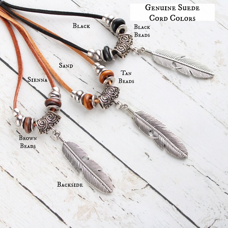 Western Feather Necklace | Boho Cowgirl Jewelry | Suede or Faux Leather ...