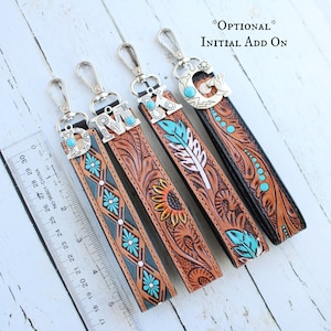 Western Tooled Leather Keychain Wristlet: Wrist Lanyard | Cowgirl Key ...
