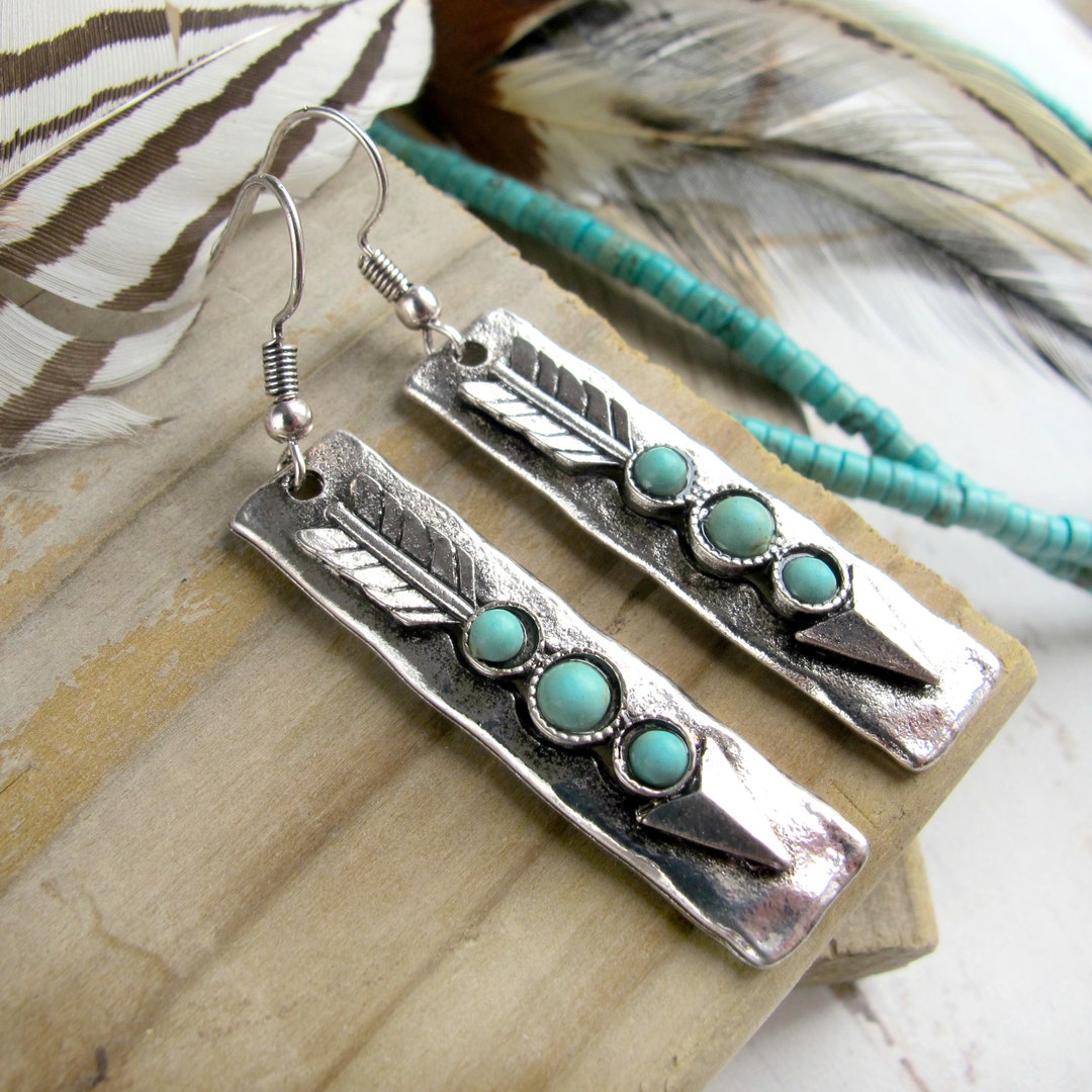 Boho Style Earrings-stylish Silver Arrow Earrings-western Cowgirl ...