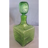 Vintage Mid-century Hand Blown Empoli Olive Green Optic Diamond Quilt ...