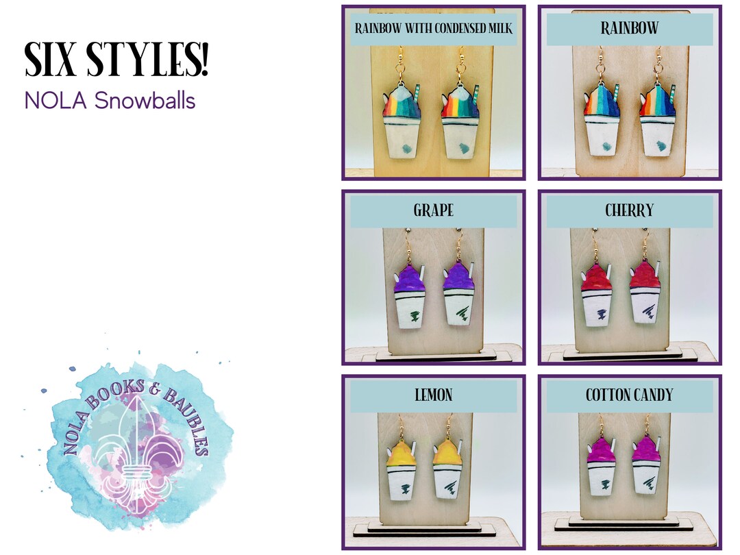 NOLA Snowball Earrings: Hand-painted Wooden New Orleans Treat - Etsy