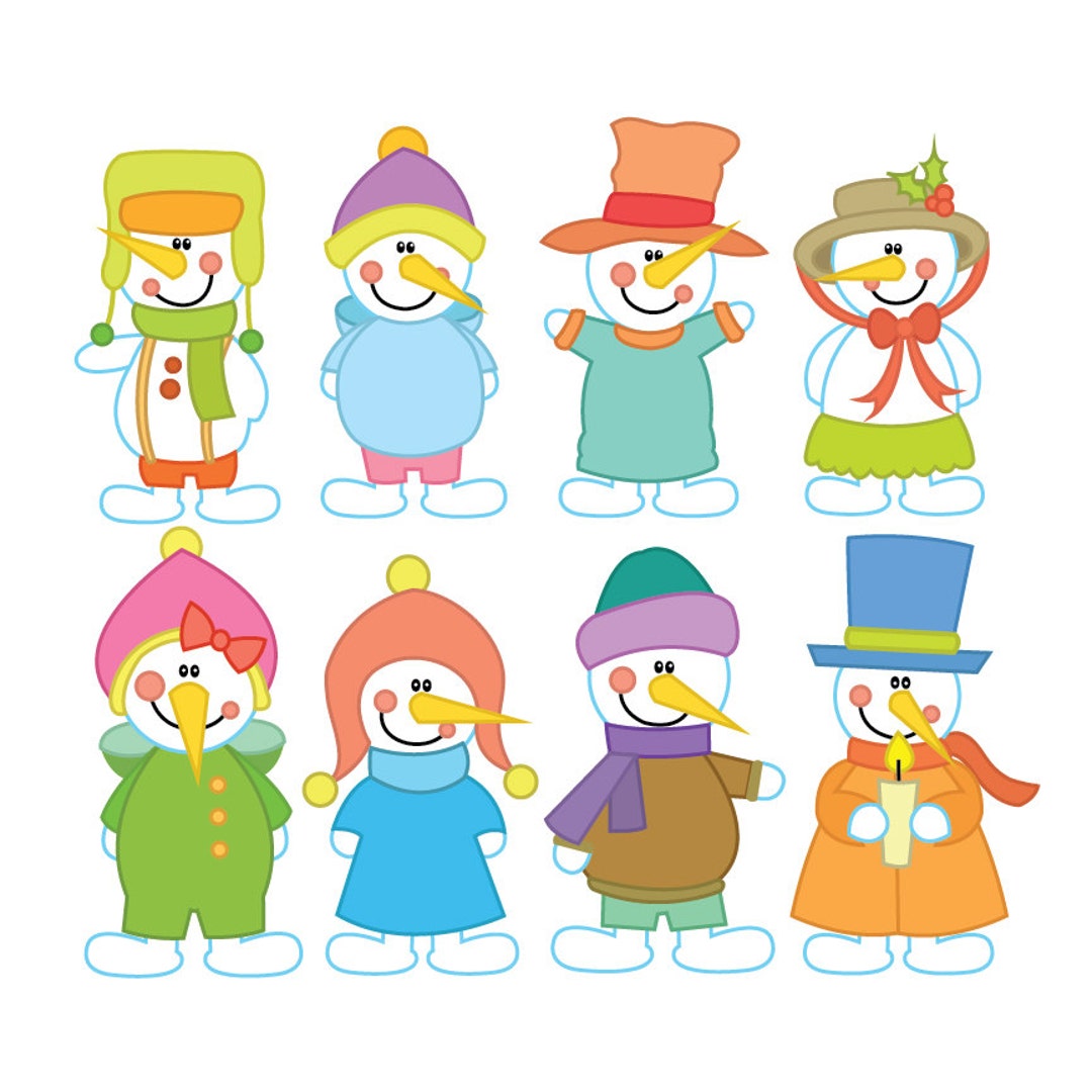 Snowman Digital Clipart Set Instant Download Personal and - Etsy