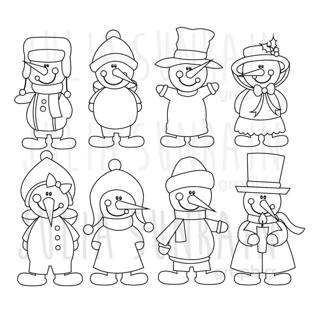 Snowman Digital Stamps Instant Download Personal and - Etsy