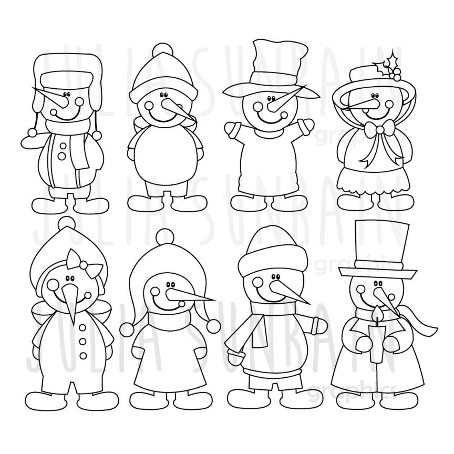 Snowman Digital Stamps Instant Download Personal and - Etsy