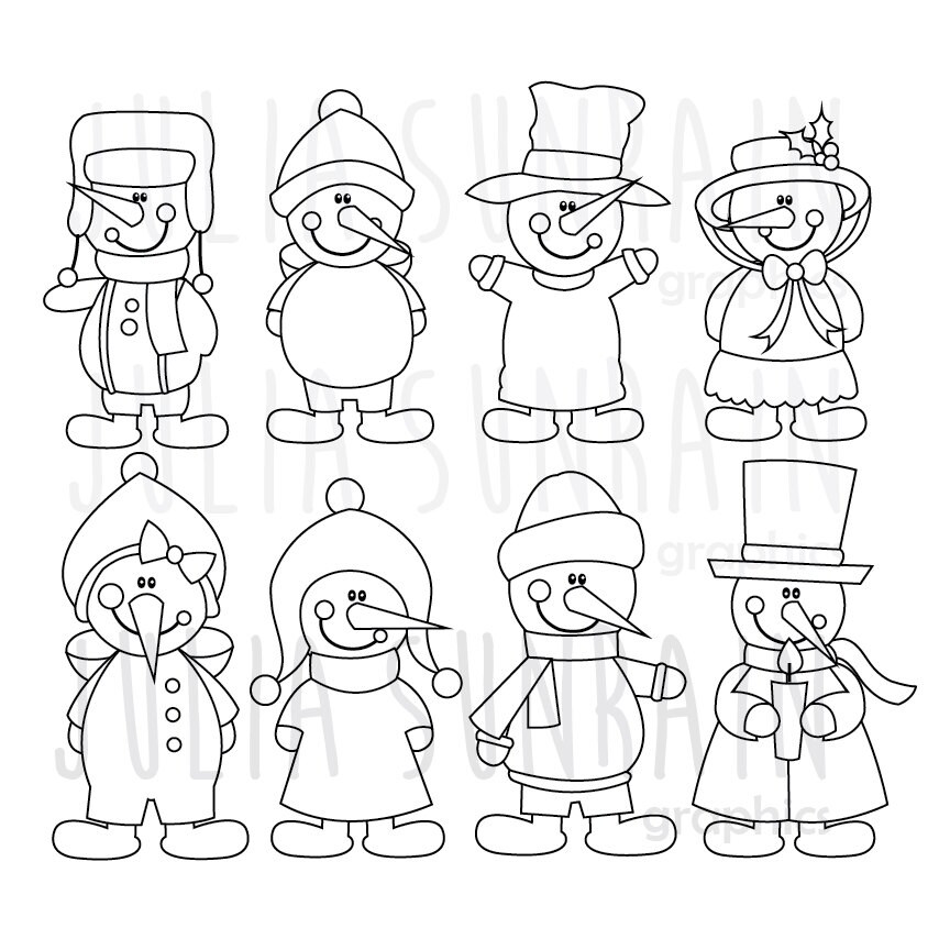 Snowman Digital Stamps Instant Download Personal and - Etsy