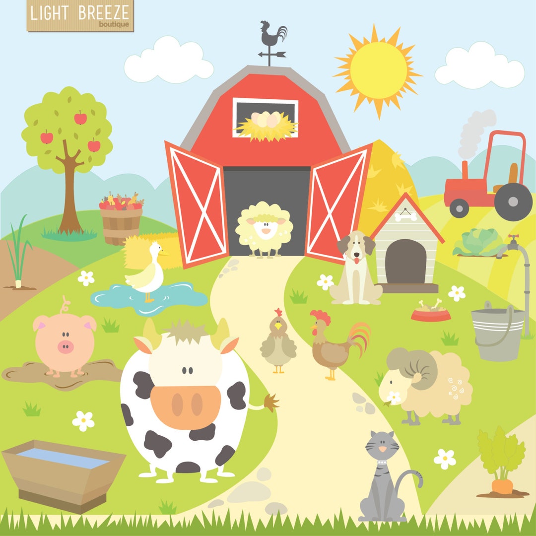 Farm Digital Clipart Vector Set Instant Download Personal and ...