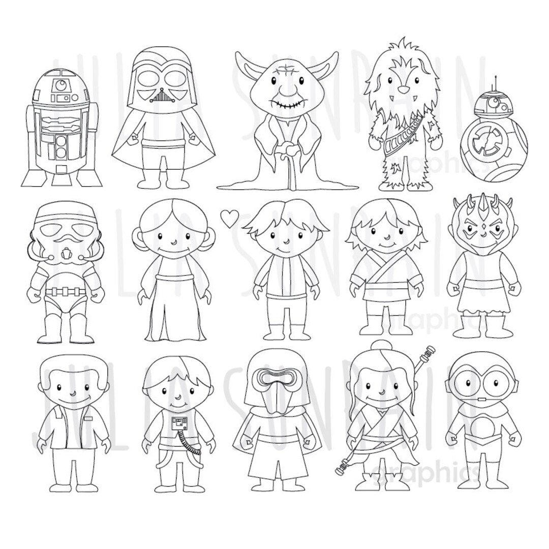 Star Wars Digital Stamps Clipart & Vector Set Instant Download Personal ...