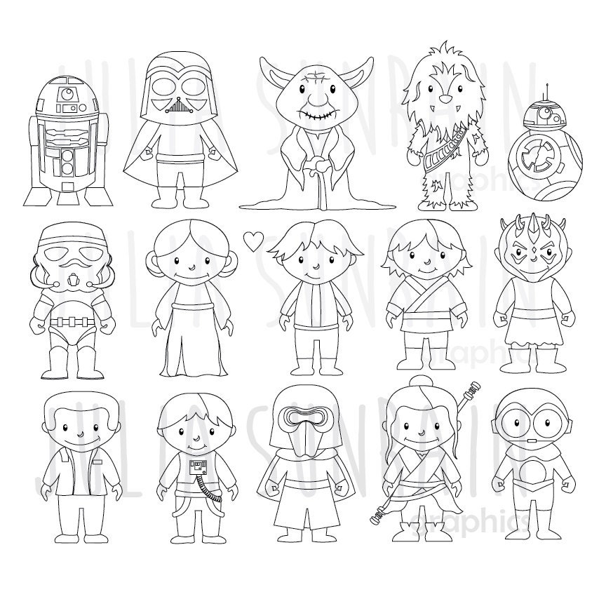 Star Wars Digital Stamps Clipart & Vector Set Instant Download Personal ...