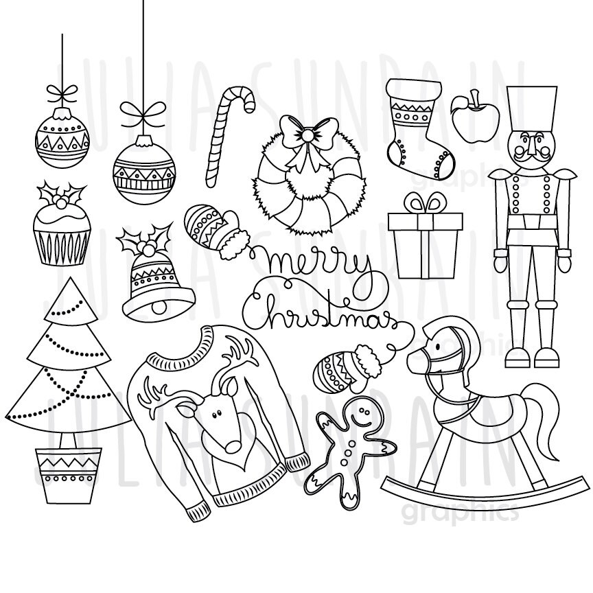 Christmas Digital Stamps Instant Download Personal and - Etsy