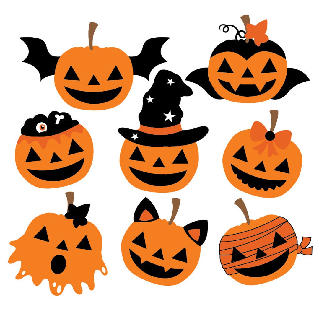 Halloween Pumpkins Clipart & Vector Set Instant Download Personal and ...