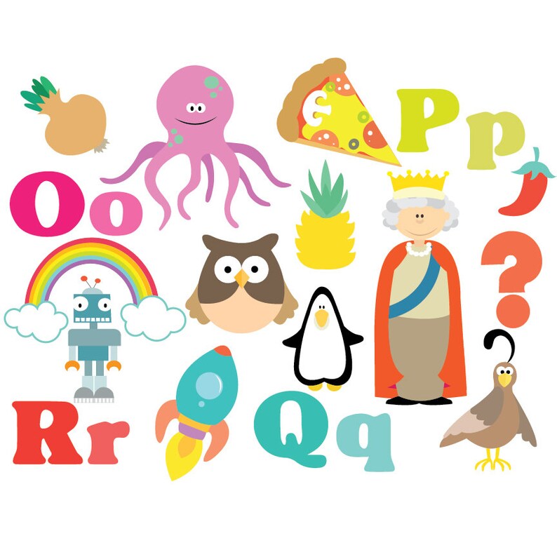 Alphabet Clipart OPRQ Clipart & Vector Set Instant Download Personal ...