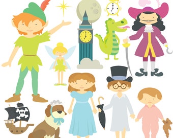 Peter Pan Digital Stamp Clipart & Vector Set Instant | Etsy