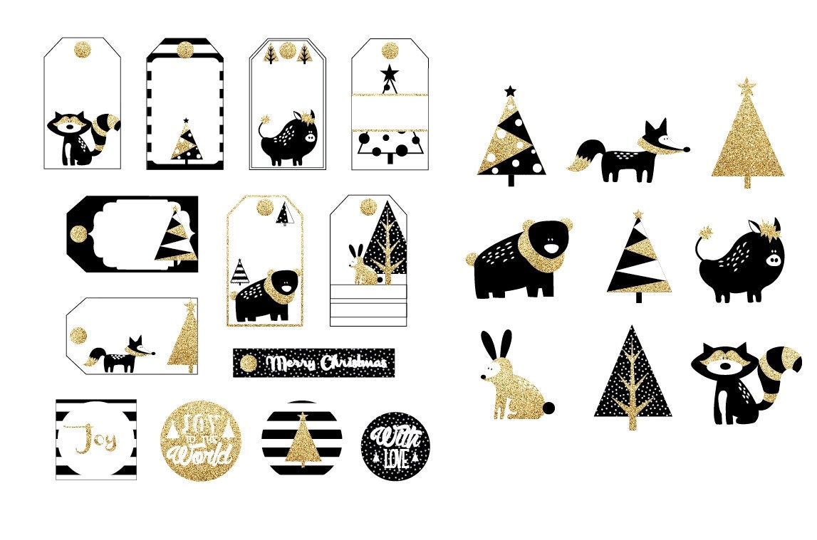 Printable Christmas Gift Tags Clipart Set Instant Download Personal and ...