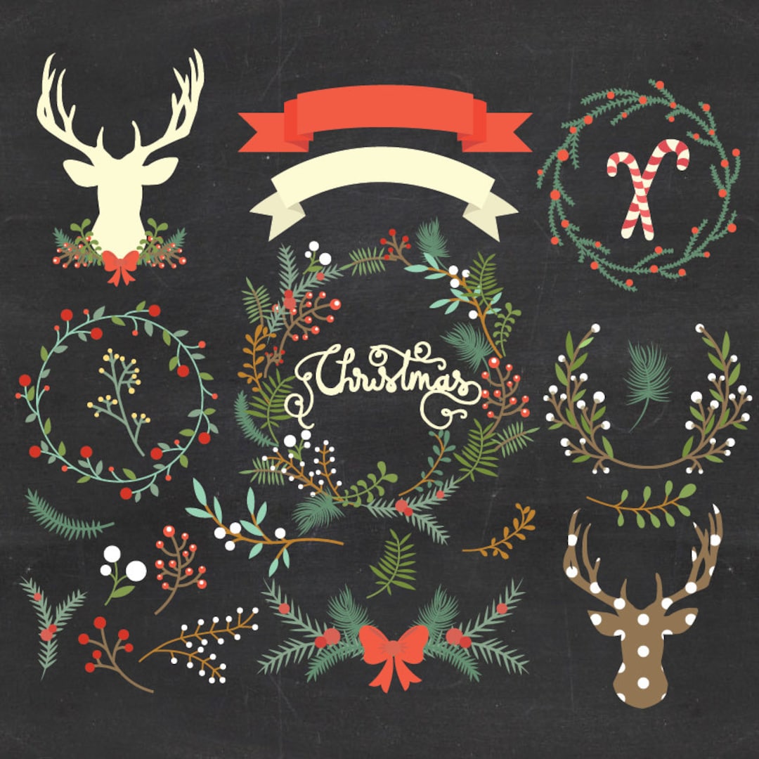 Christmas Design Elements Digital Clipart Set Instant Download Personal ...