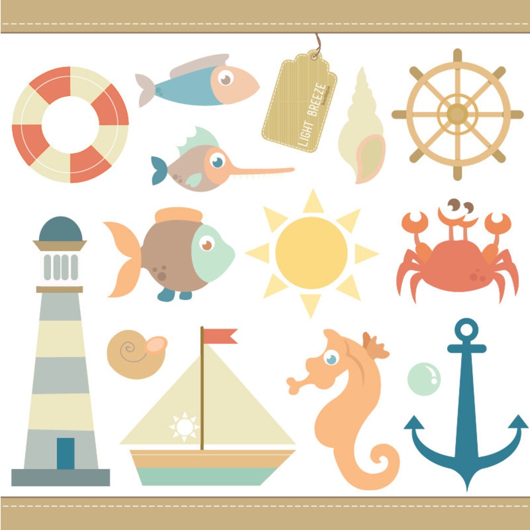 Sea Digital Clipart Set Instant Download Personal and - Etsy