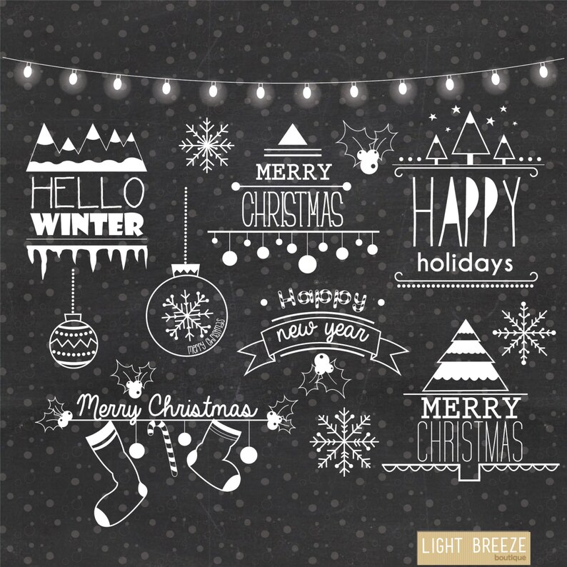 Christmas Design Elements Digital Clipart Set Instant Download Personal ...