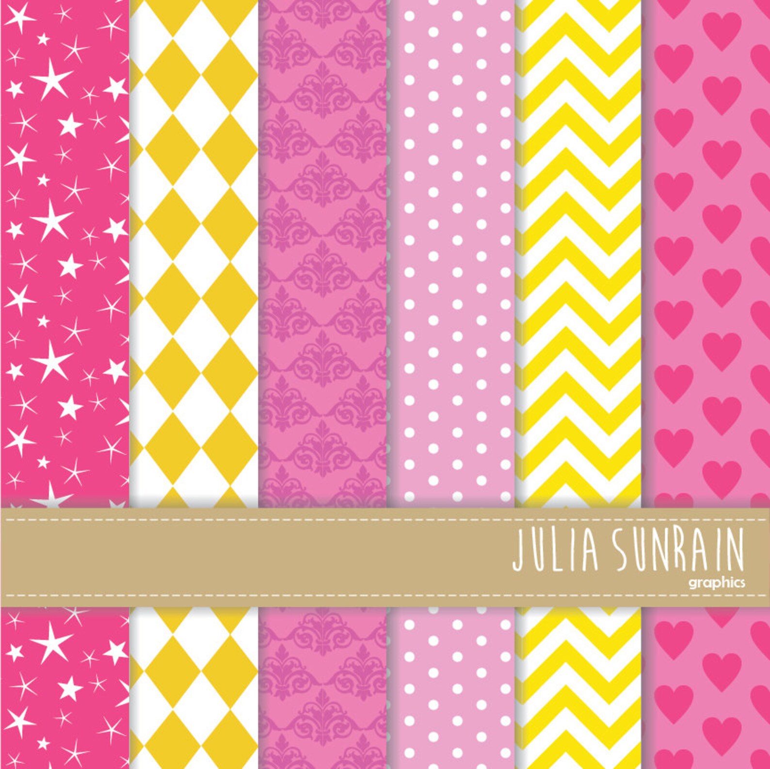 Princess Clipart Vector & Digital Scrapbooking Papers Set Instant ...