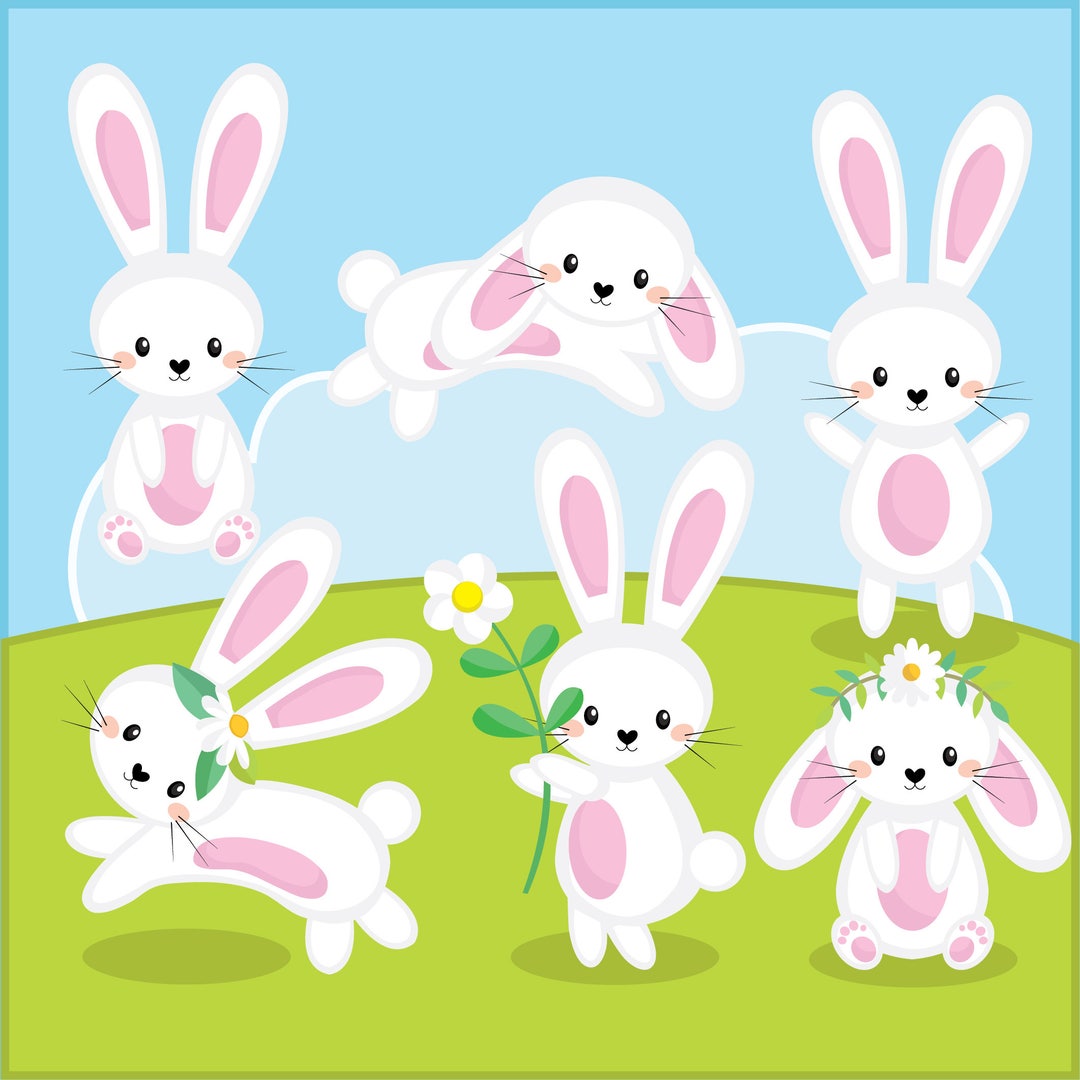 Easter Bunny Easter Rabbit Clipart & Vector Set Instant Download ...