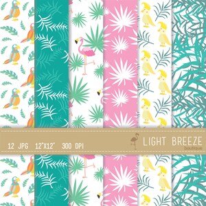 Tropical Digital Paper Set Instant Download Hawaii Pink green Orange - Etsy