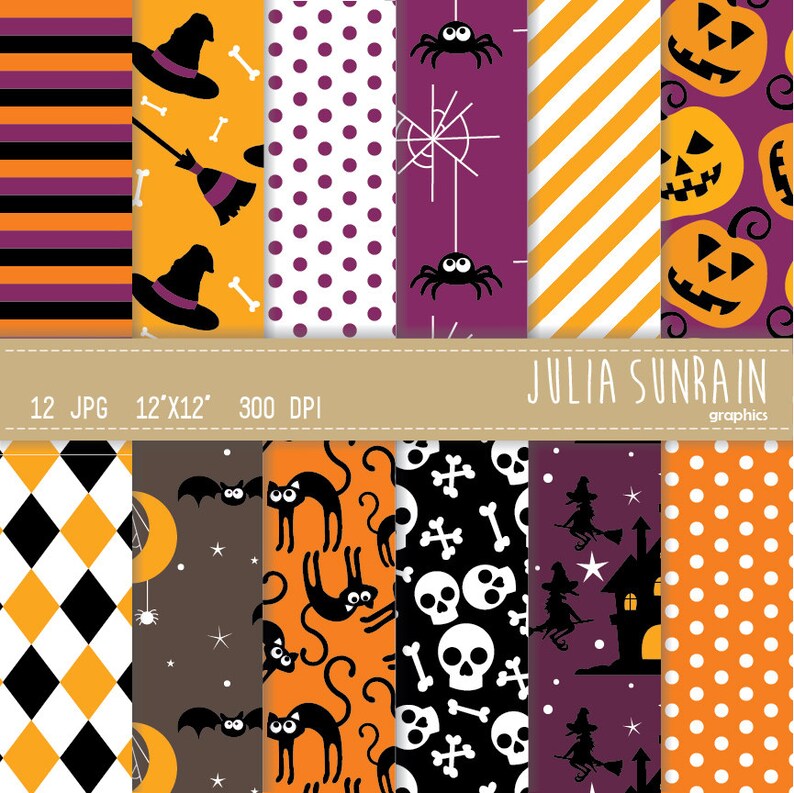 Halloween Witch Digital Paper Set Instant Download Personal and ...