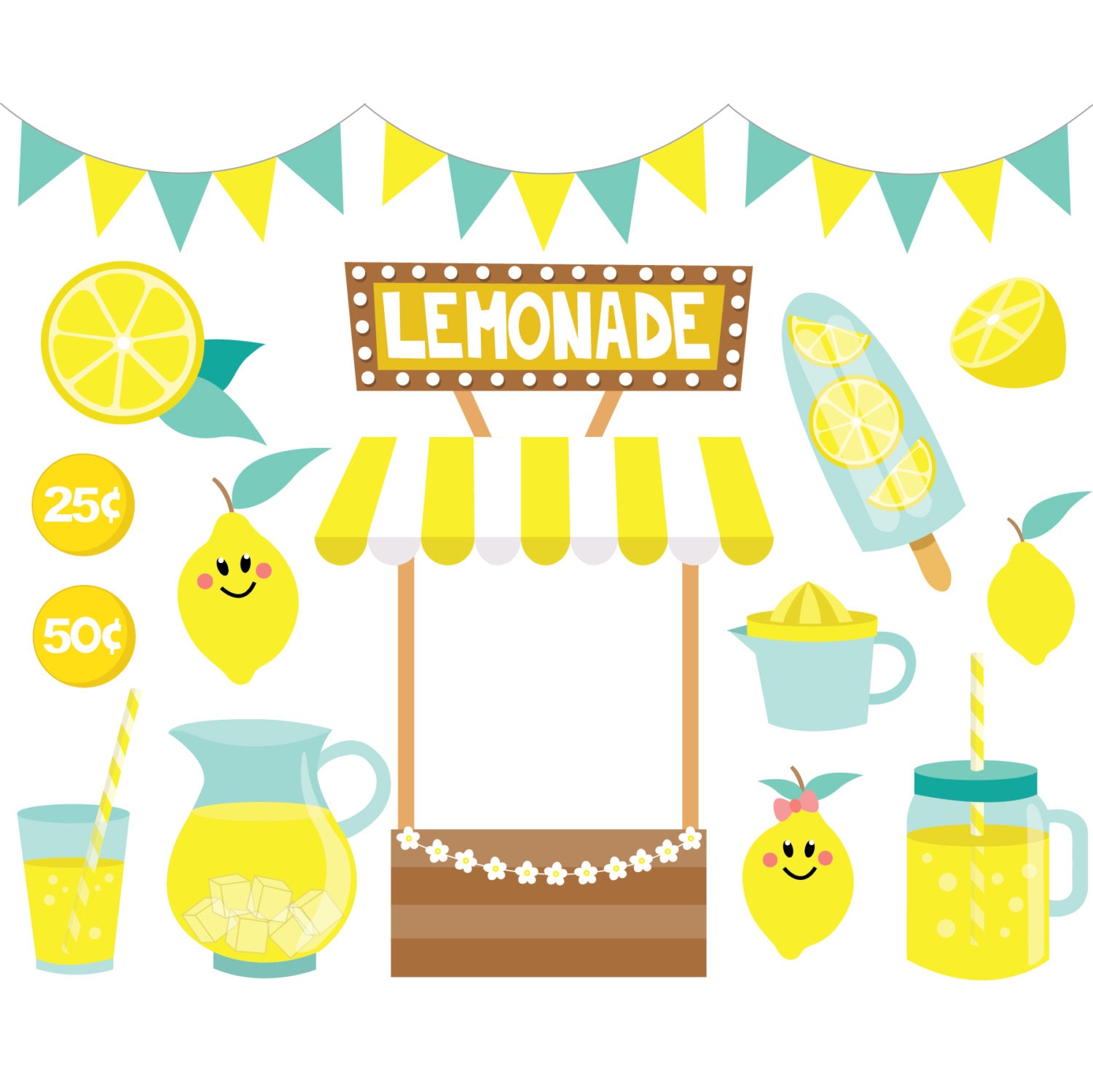 Lemonade Clipart Set Instant Download Personal and Commercial Use - Etsy