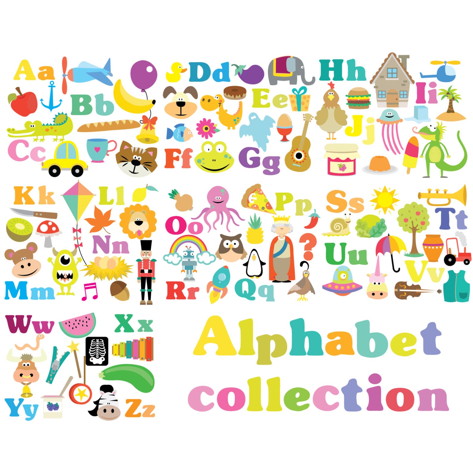 Alphabet Collection Clipart & Vector Set Instant Download - Etsy