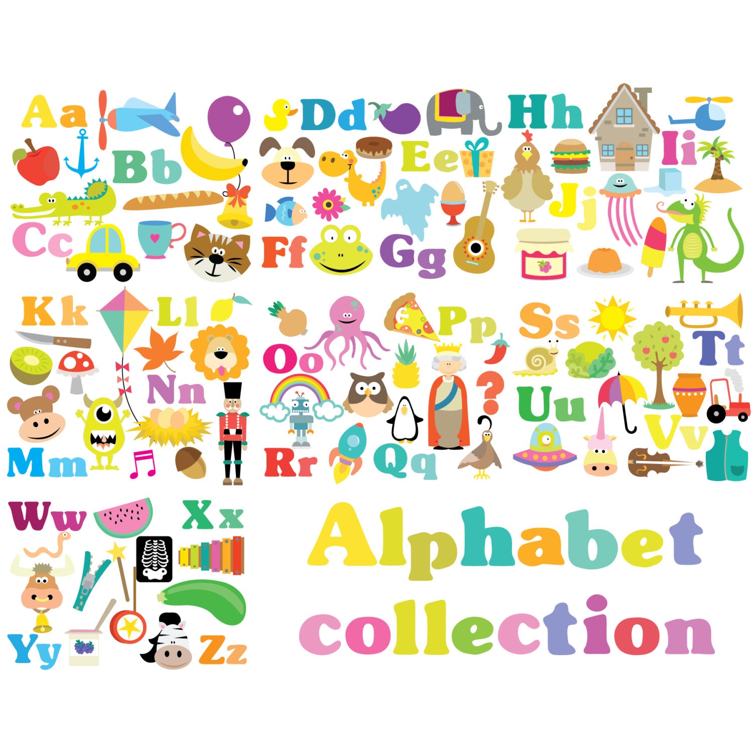 Alphabet Collection Clipart & Vector Set Instant Download - Etsy