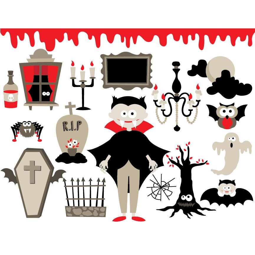 Halloween Dracula Vampire Clipart & Vector Set Instant Download ...