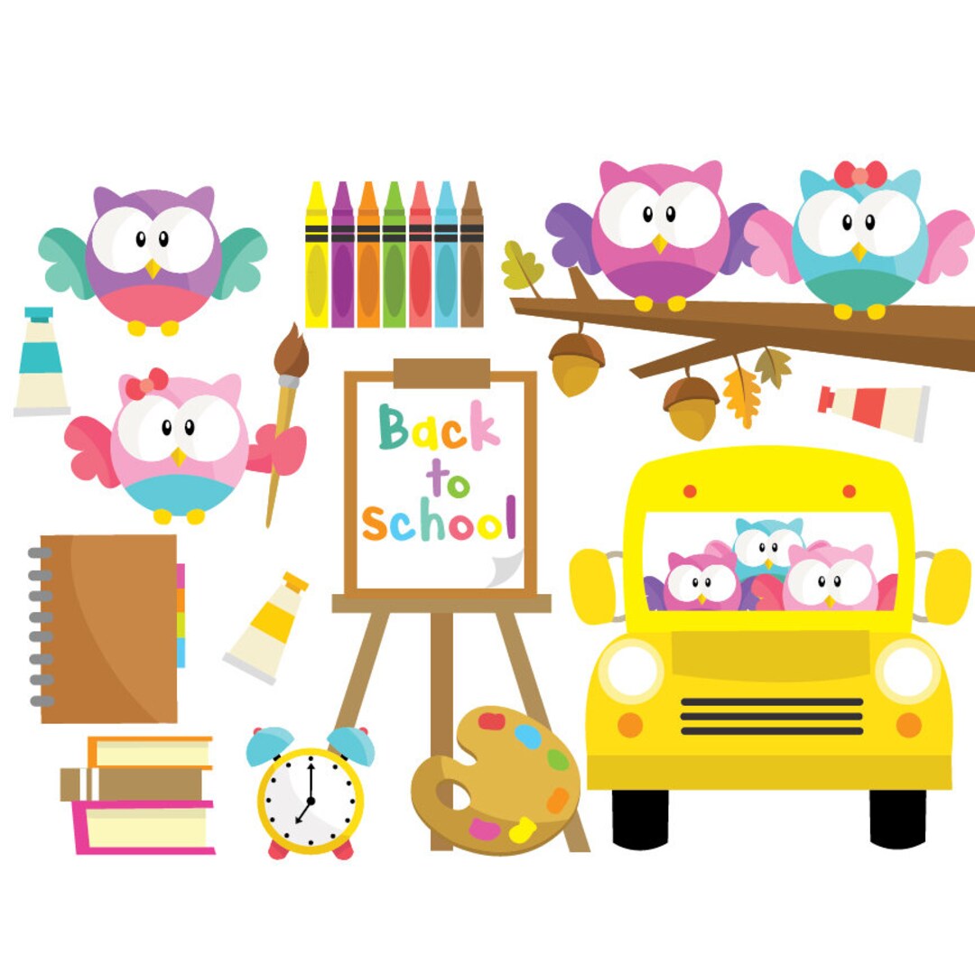 Owl Back to School Clipart Set Instant Download Personal and Commercial ...